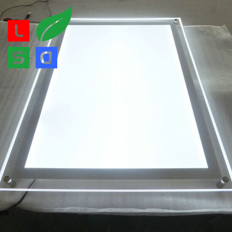 Rectangle 25mm Crystal Led Light Box Display Customized Lighted Menu Box