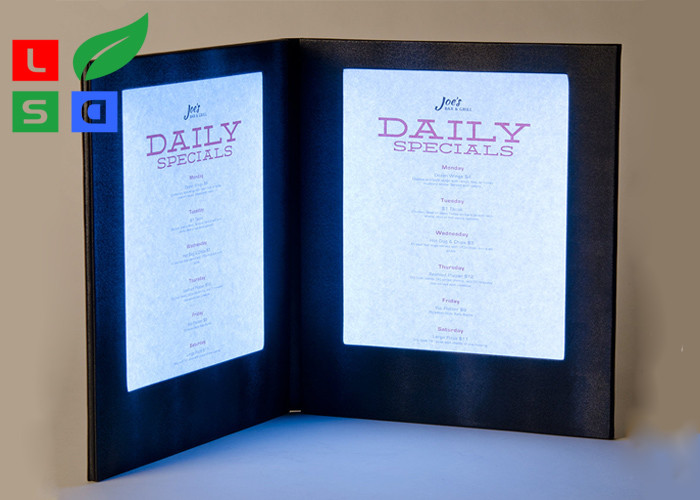 Customized 2835 SMD LED Shop Display 8.5" X 11" Illuminated LED Menu Book