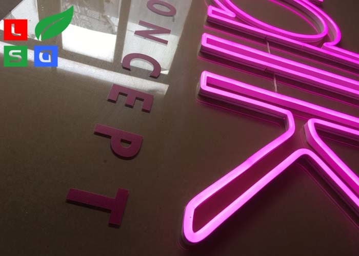 Pink Flex Signage Neon Letter Signs With Clear Backing For Company Wall ...