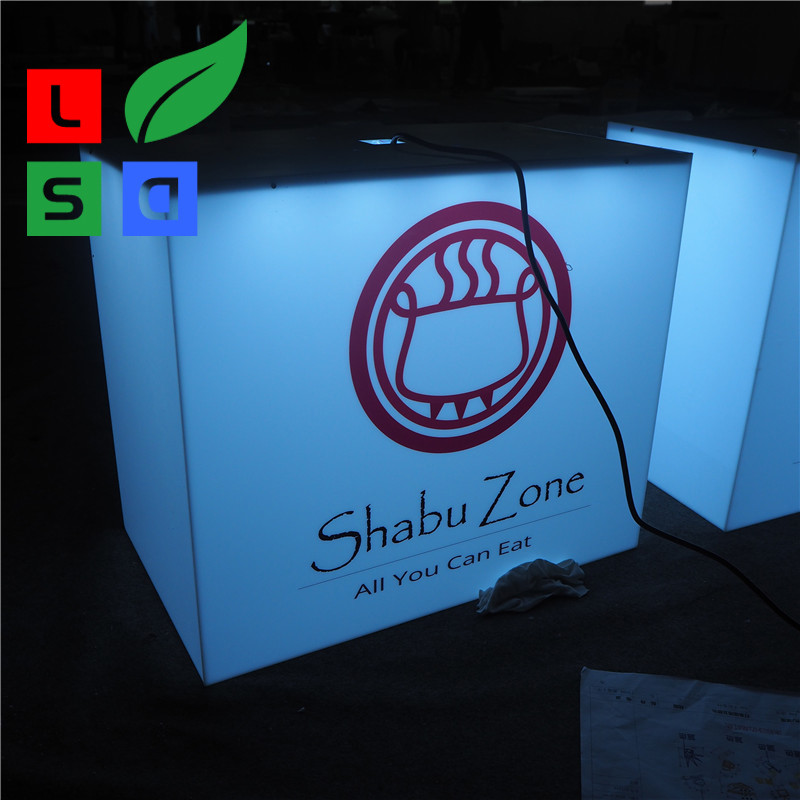 Outdoor35W 650mm Led Cube Light Box Sign Front Store Hanging 3D LED ...